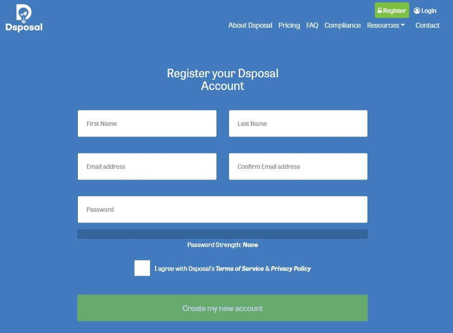 Register an Account - Dsposal